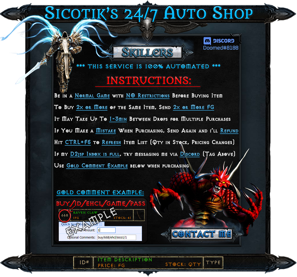 Sicotik's 24/7: Skiller Shop - Topic - d2jsp